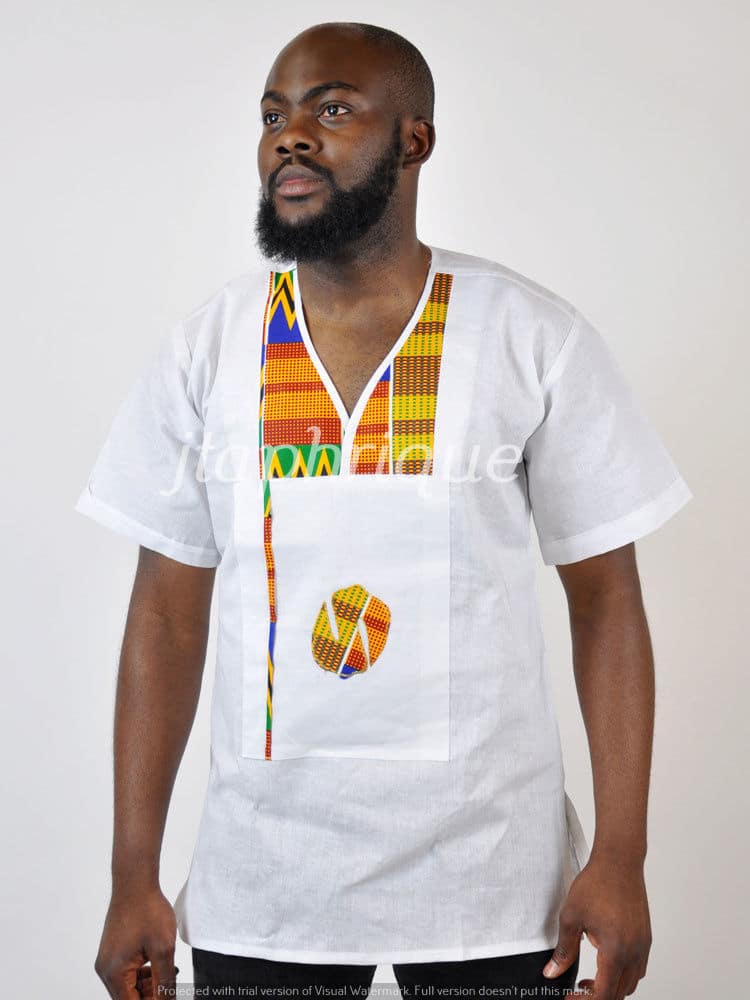 Maroon And African Kente Print Satin Kimono Robe African Clothing Store